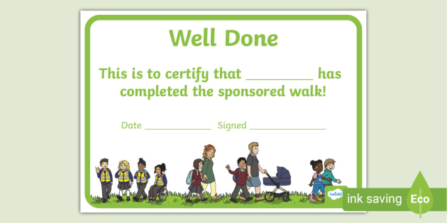 Sponsored Walk Certificate (teacher made)