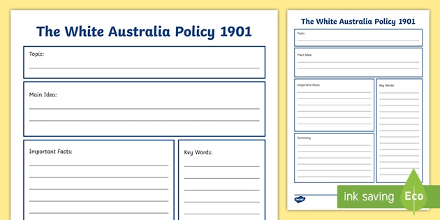 The White Australia Policy Note-Taking Activity