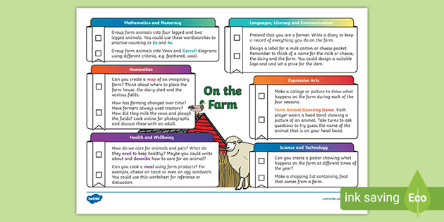 On the Farm Home Learning Mat Age 3-7 (Teacher-Made)