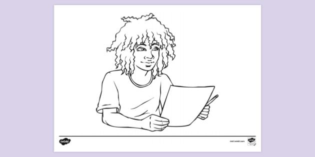 FREE! - Boy Sat Working Colouring Sheet | Colouring Sheets