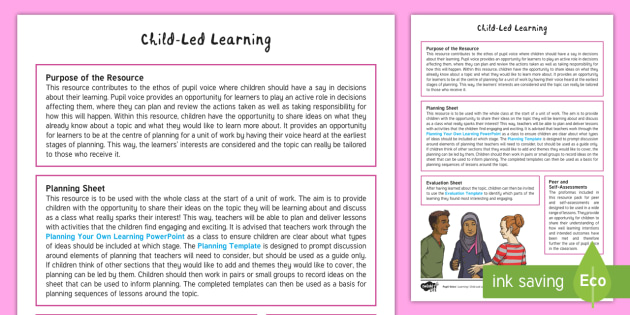 Pupil Voice - Learning - Child Led Learning Adult Guidance Pupil Voice - Learning - Child Led Learning Adult Guidance