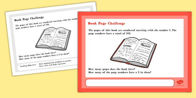 Book Page Maths Challenge A4 Display Posters