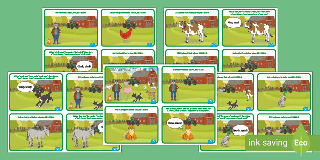 Old MacDonald Had a Farm Sequencing Cards (4 per A4)