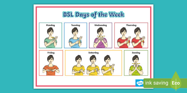 BSL Days of the Week Word Mat (teacher made)