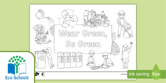 FREE! - KS1 Eco-Schools Wear Green Be Green Colouring Page