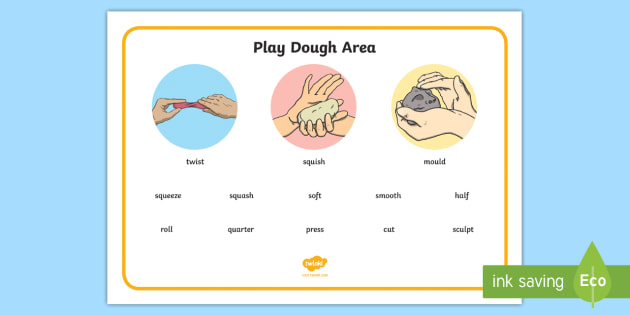 Playdough Area Word Mat - Art Instructions Word Mat