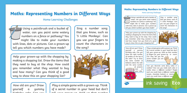 EYFS Maths: Beginning to Represent Numbers Home Learning Challenges