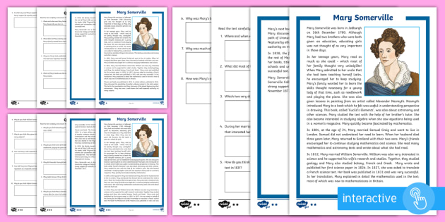 Scottish Scientist Mary Somerville Differentiated Comprehension Go Respond