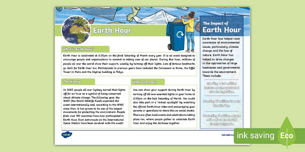 Earth Hour Fact File - Resources - KS2 (teacher made)