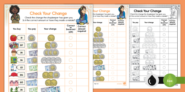 Canadian Money Check Your Change with Whole Dollar Amounts