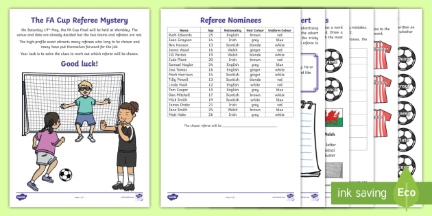* NEW * The FA Cup Referee Mystery Phonics Problem-Solving Game