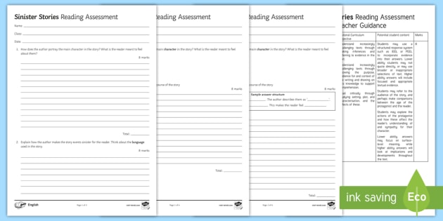 Sinister Stories Differentiated Reading Assessment Pack