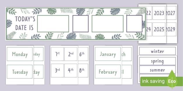 Botanical-Themed Calendar - Neutral Classroom - Twinkl