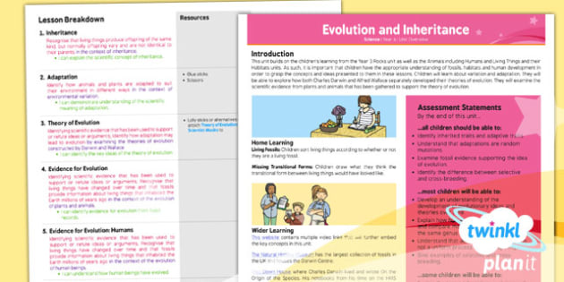 Free Science Evolution And Inheritance Year 6 Planning Overview