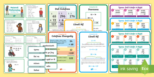 Wal Weithio Mathemateg Blwyddyn 5 & 6 - Adio a Thynnu