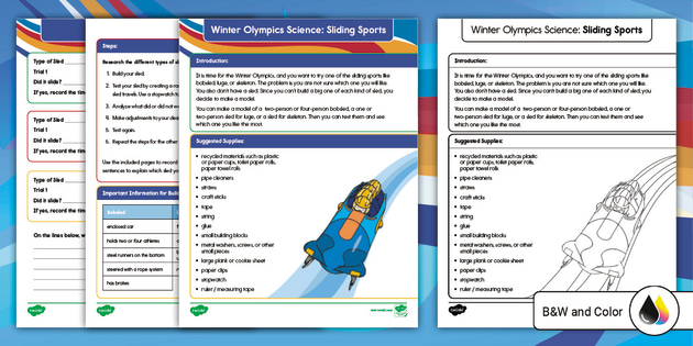 Winter Olympics Science: Sliding Sports Activity