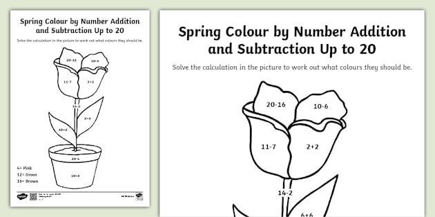 Spring Color By Code Math Color By Number Addition Subtraction