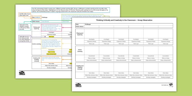 Thinking Critically and Creatively Group Observation Template