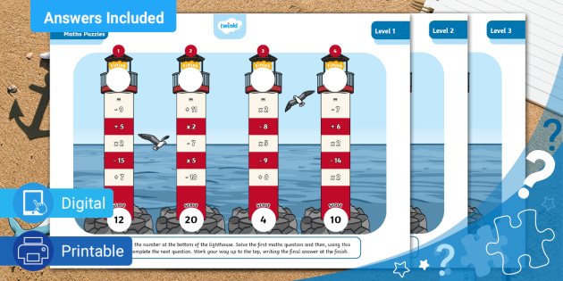 Mental Maths Lighthouse Climb Puzzle - AL - Twinkl
