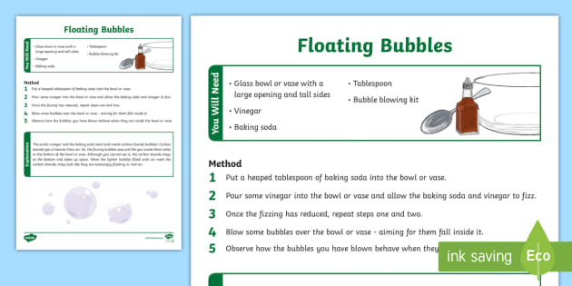 Floating Bubbles Science Experiment (teacher made)
