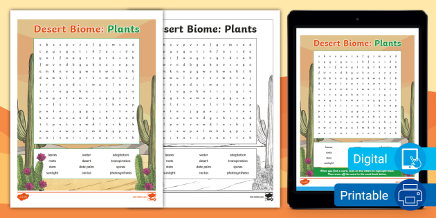 Desert Biome: Plants Word Search (teacher made)