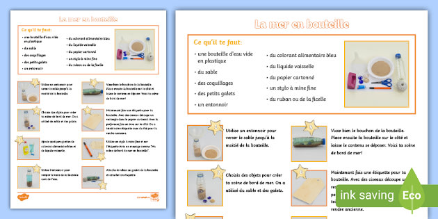 French Language Seaside in a Bottle Craft Instructions