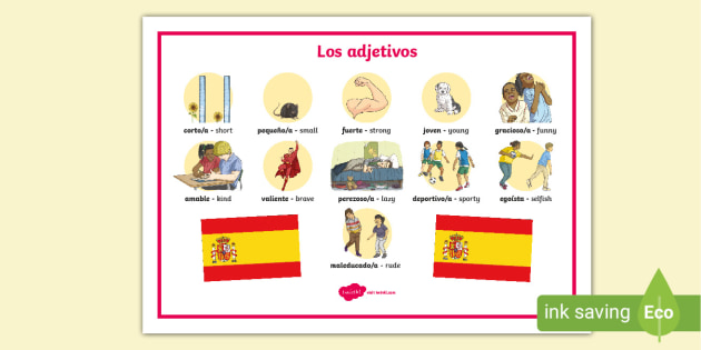 👉 Spanish Adjectives Word Mat