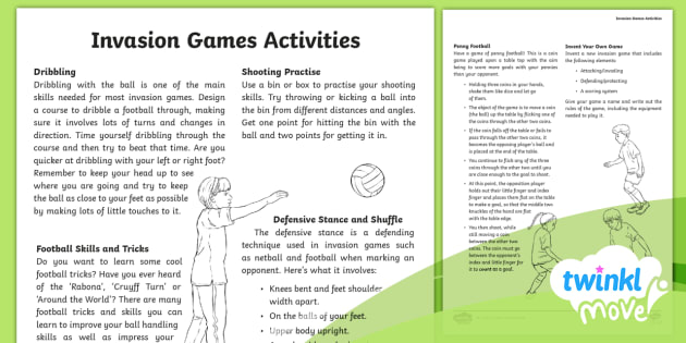 Year 6 Invasion Games Home Learning Tasks (teacher made)