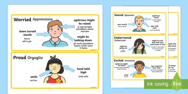 Emotions Characteristics Cards English/Italian - Emotions Characteristics