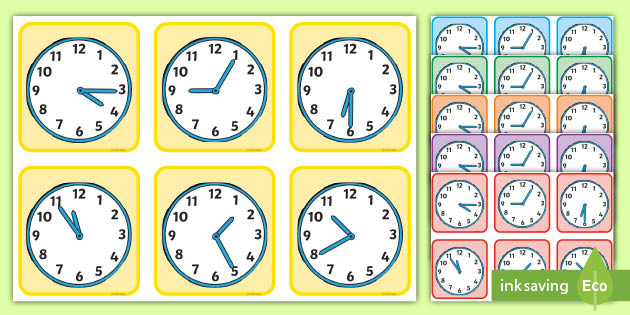 5 Minute Interval Time Matching Cards Activity