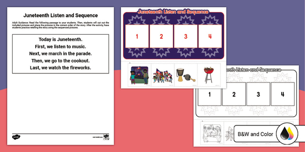 Juneteenth Listen and Sequence Activity (teacher made)