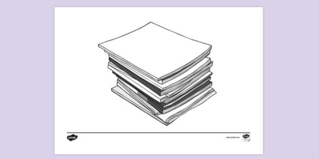 FREE! - Stack of Magazines Colouring Sheet | Colouring Sheets
