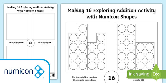 👉 Making 16 Exploring Addition Activity with Numicon Shapes
