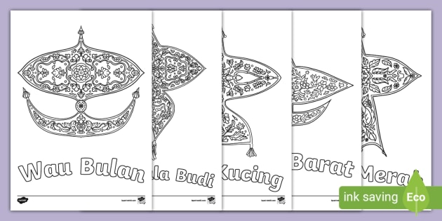 Lembaran Mewarna Wau di Malaysia (teacher made)