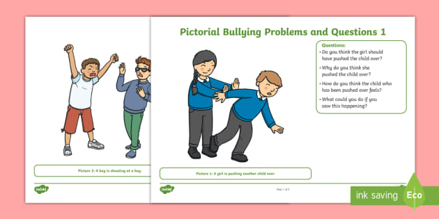 Pictorial Bullying Problems and Questions 1 Worksheet