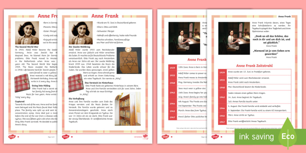 Anne Frank Differentiated Reading Comprehension Activity English/German