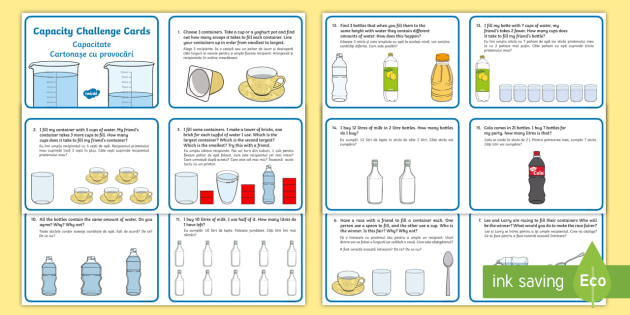 KS1 Capacity Challenge Cards English/Romanian (teacher made)