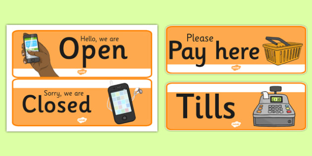 Mobile Phone Shop Role Play Signs