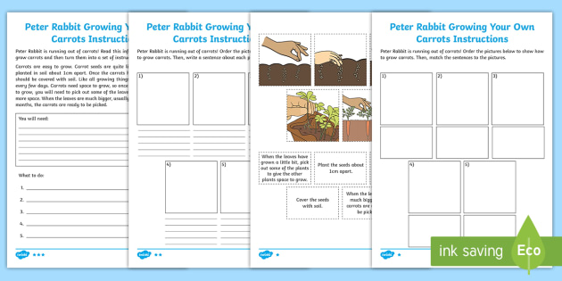 FREE! - KS1 Peter Rabbit Grow Your Own Carrots Differentiated Worksheets
