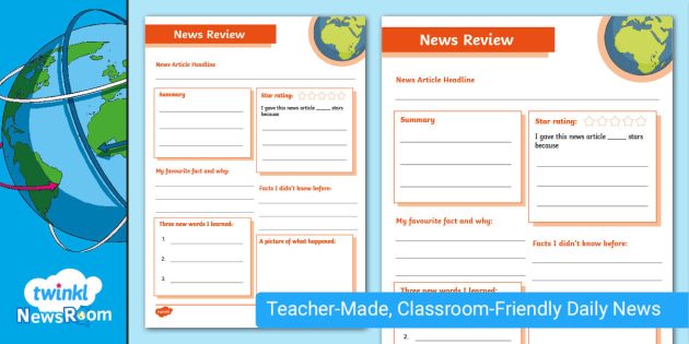 Newspaper Article Review Writing Template (teacher made)