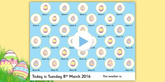Easter Themed Self Registration Flipchart - Easter Themed Self Registration