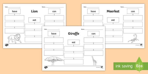 African Animals Have, Eat, Can Writing Frames - African Animals Have ...