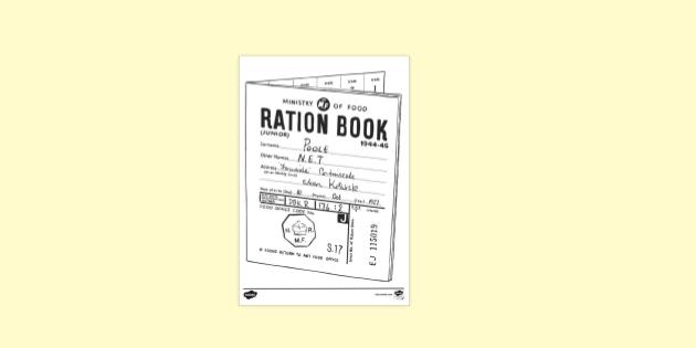 FREE! - Ration Book Colouring Sheet | Colouring Sheets | Twinkl