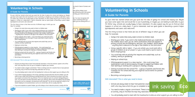 Guide to Volunteering in Schools Parent and Carer Information Sheet