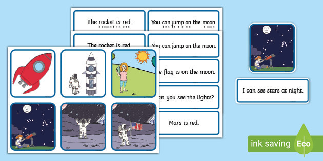 Space-Themed Simple Sentence Matching Activity