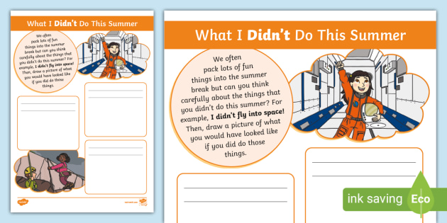* NEW * What I Didn't Do This Summer Activity Sheet,Back to School