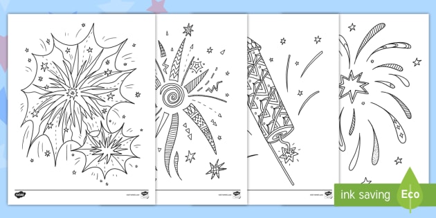 Fireworks Mindfulness Coloring Sheets