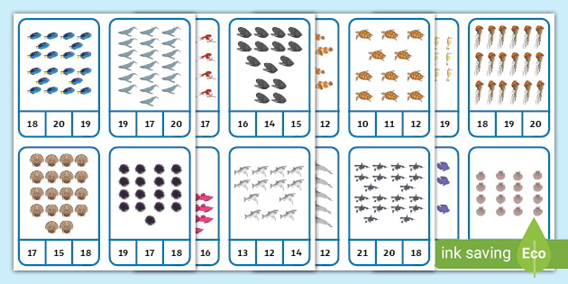 Under the Sea Number Recognition to 20 Peg Activity Cards