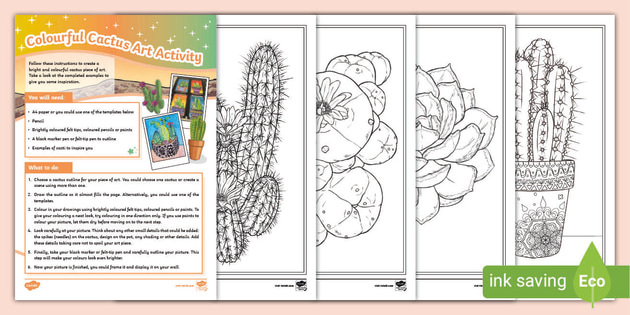 KS2 Colourful Cactus Art Activity (Teacher-Made)