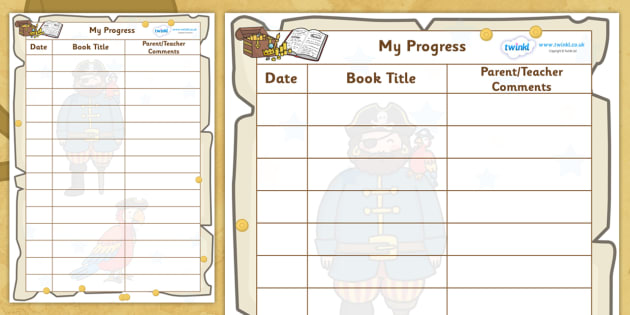 Pirate Themed Reading Teacher Parents Comments Sheet - reading